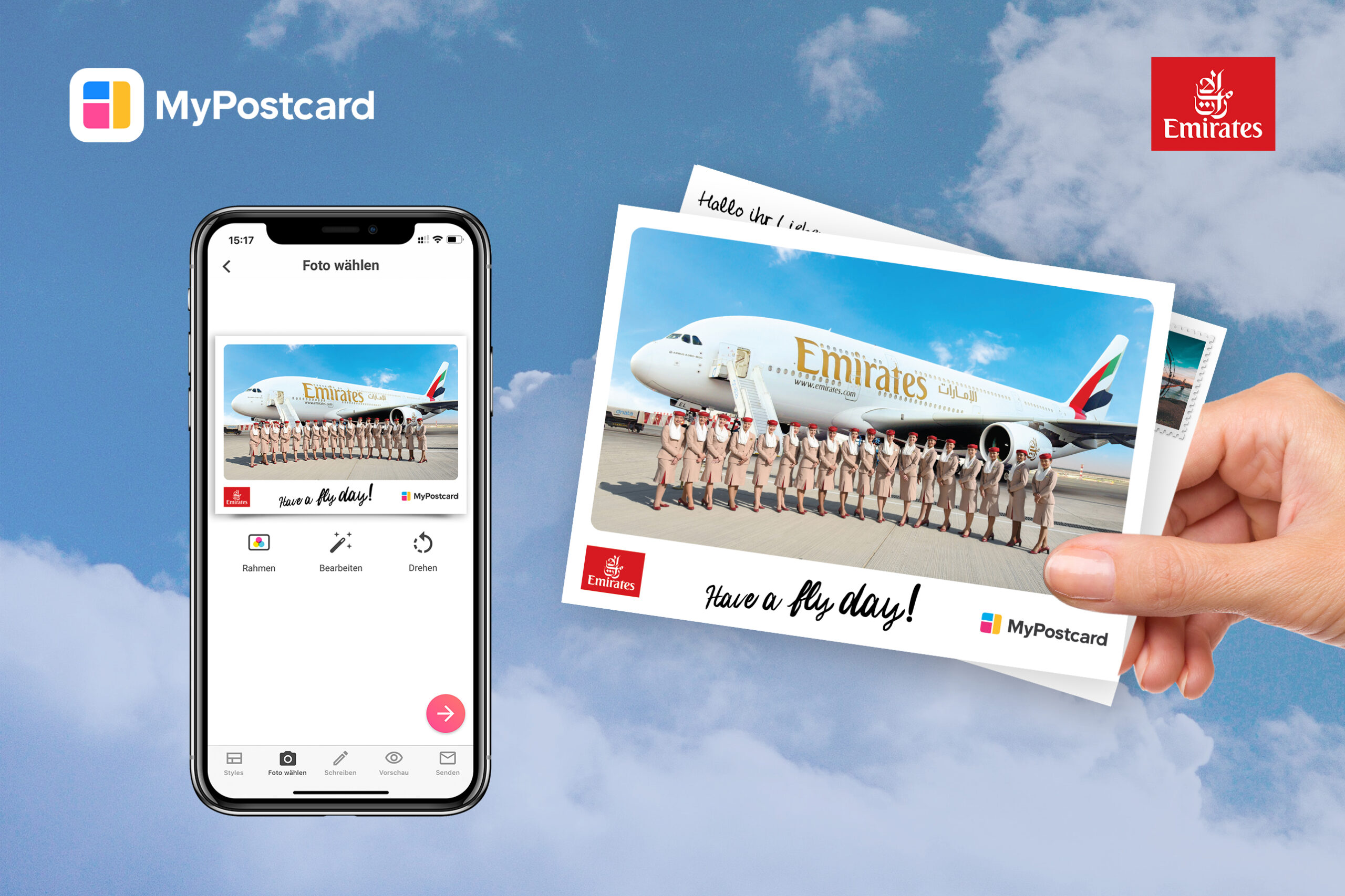 Photo postcard promotion in front of the Airbus A380 - MyPostcard and ...